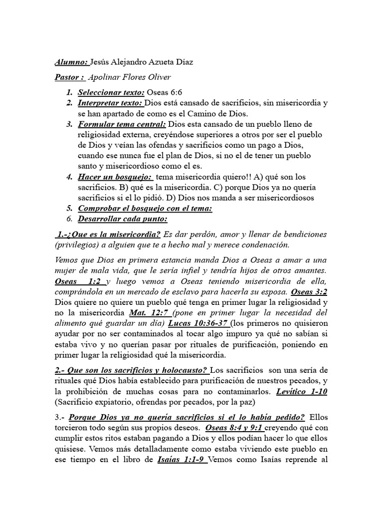 Tarea Bosquejo Oseas | PDF | Misericordia | Amor