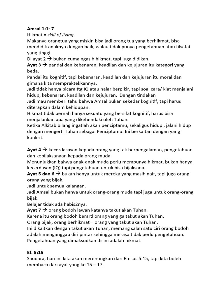 Amsal 1 | PDF | Agama & Spiritualitas