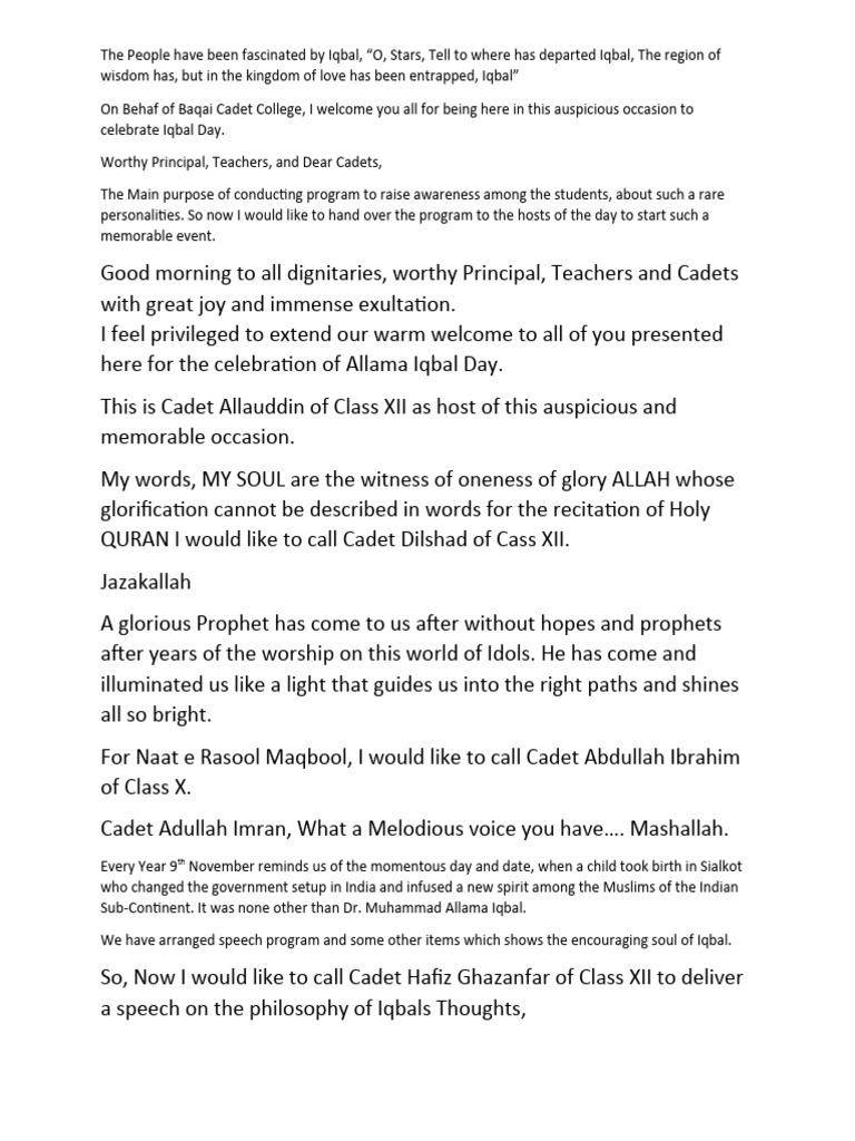 Iqbal Day Comparing | PDF