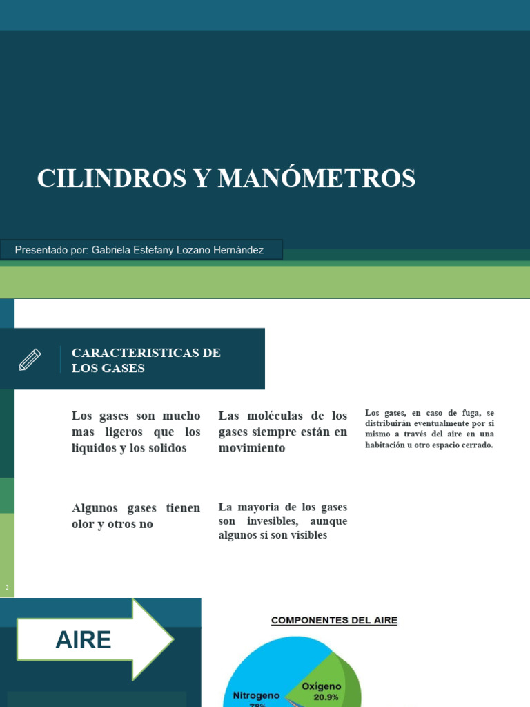 Tema 7 y 8 Cilindros y Manometros Gabriela Lozano | PDF | Gases | Válvula