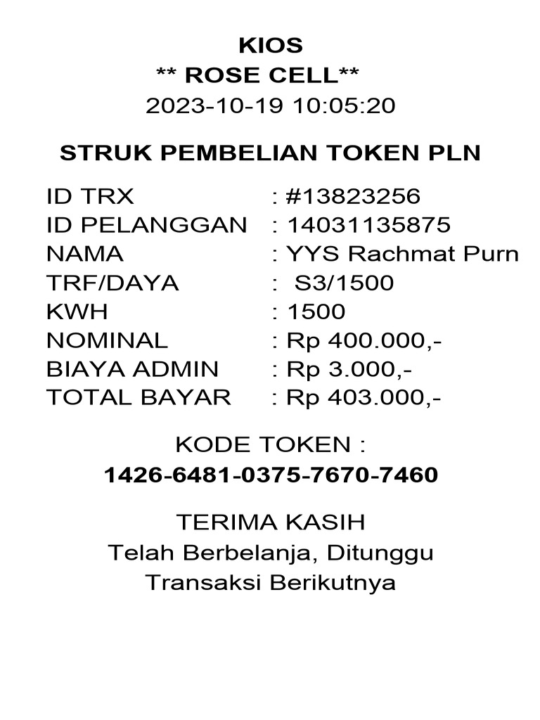 Struk Token Listrik | PDF