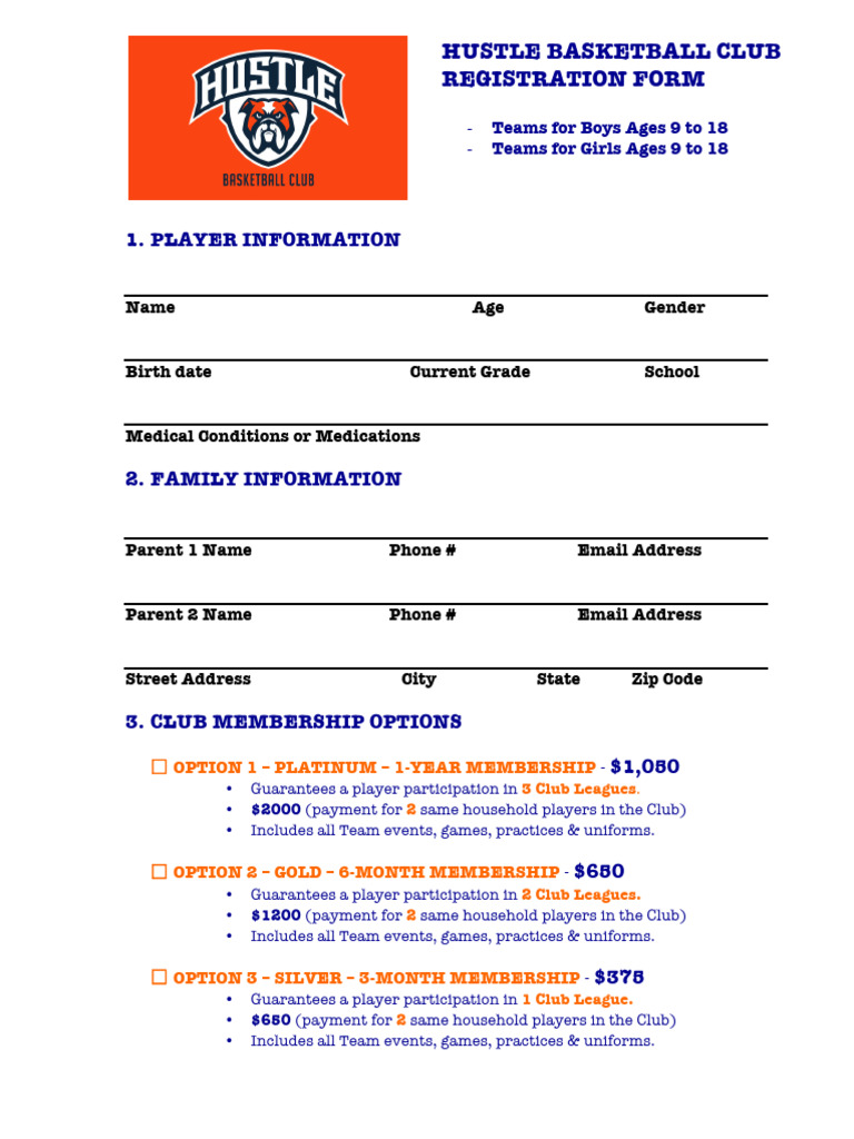 Basketball Registration Form | PDF | Sports & Recreation