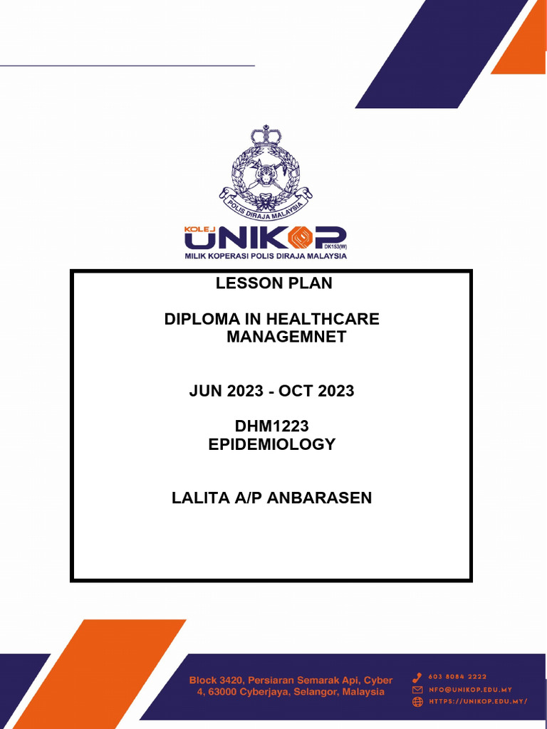 DHM1223 LESSON PLAN | PDF | Epidemiology | Health Sciences