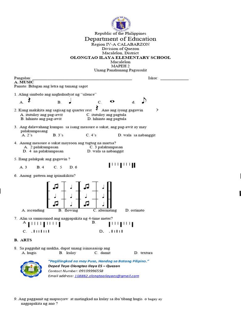 PT - Mapeh 2 - Q1 | PDF