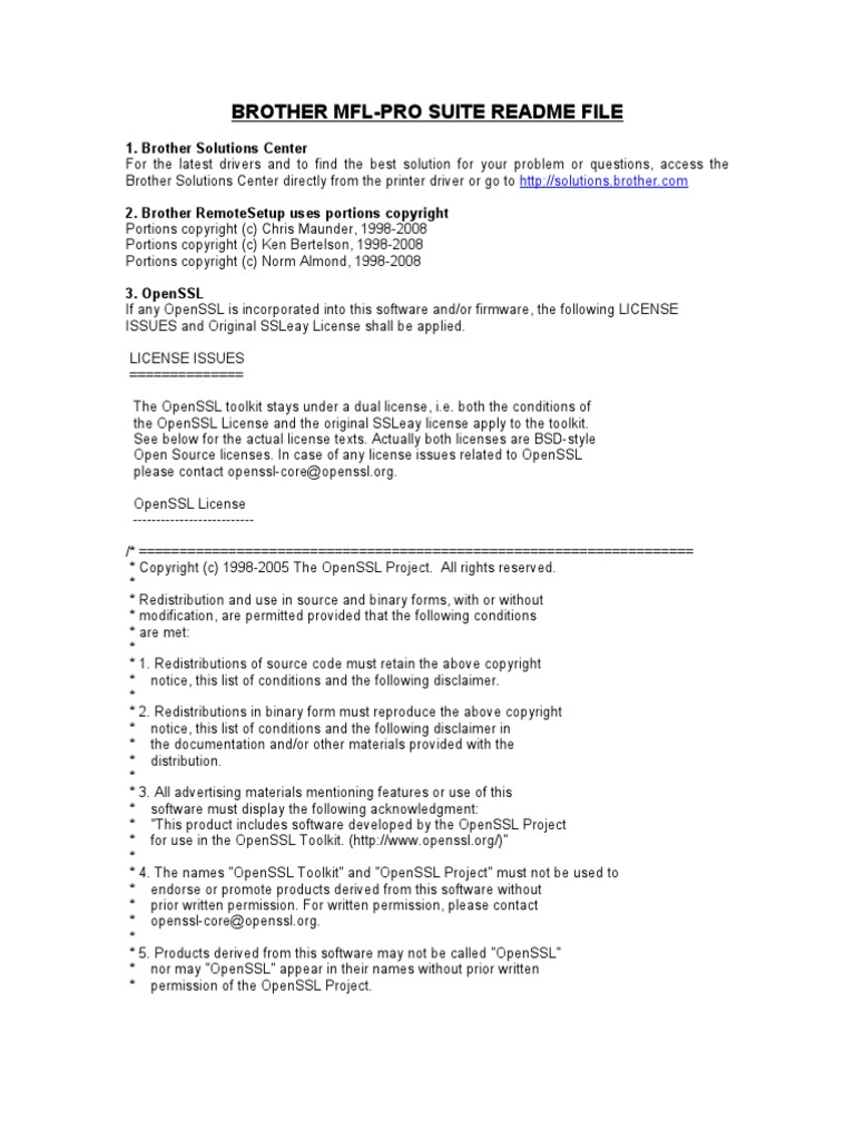 Brother Mfl-Pro Suite Readme File | PDF