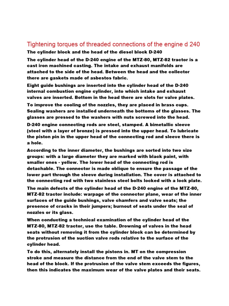 MTZ 80 | PDF | Piston | Engine Technology