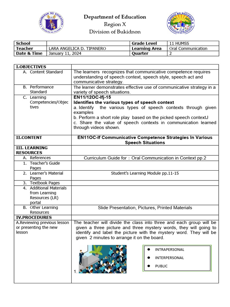 DLP.Maramag. | PDF | Communication | Learning