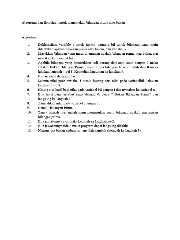Flowchart Bilangan Prima Pdf