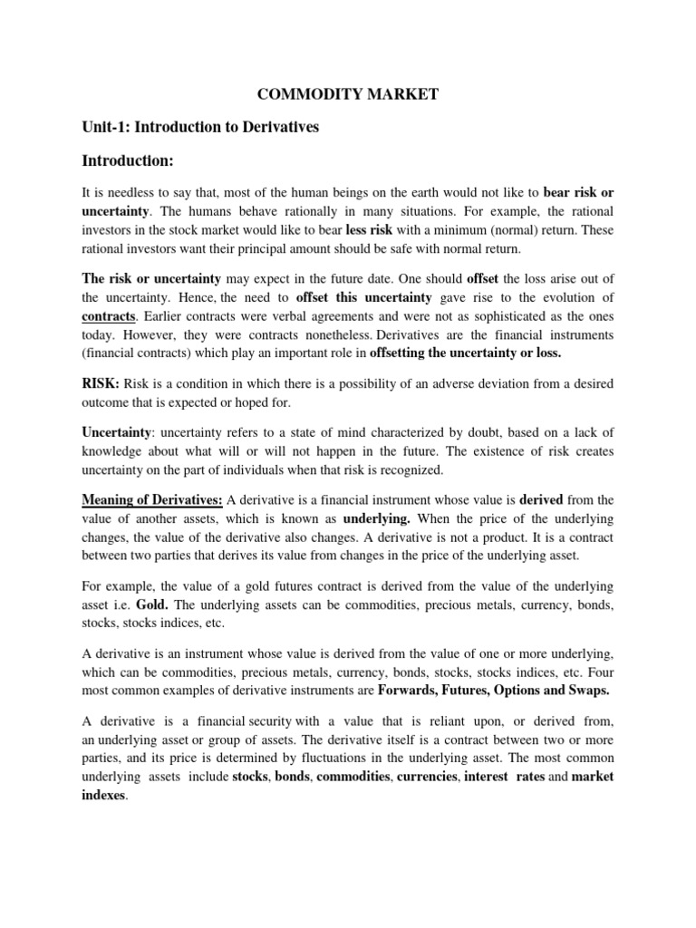 Commodity Market 6 | PDF | Option (Finance) | Futures Contract