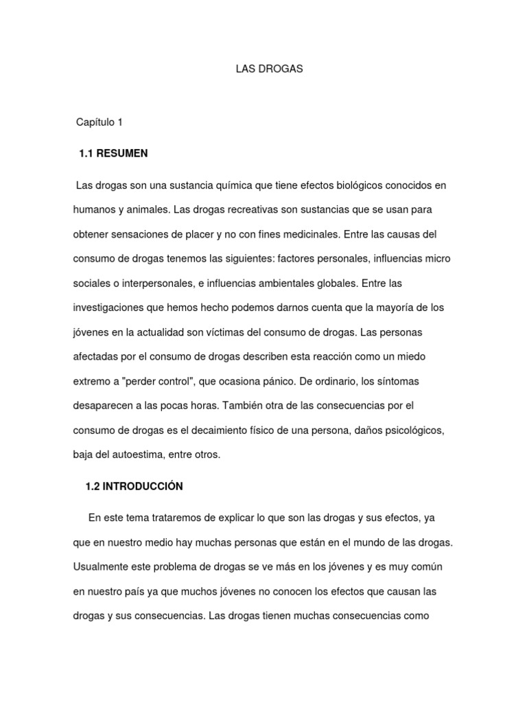 Monografia de Las Drogas | PDF | La dependencia de sustancias | Cannabis (Droga)