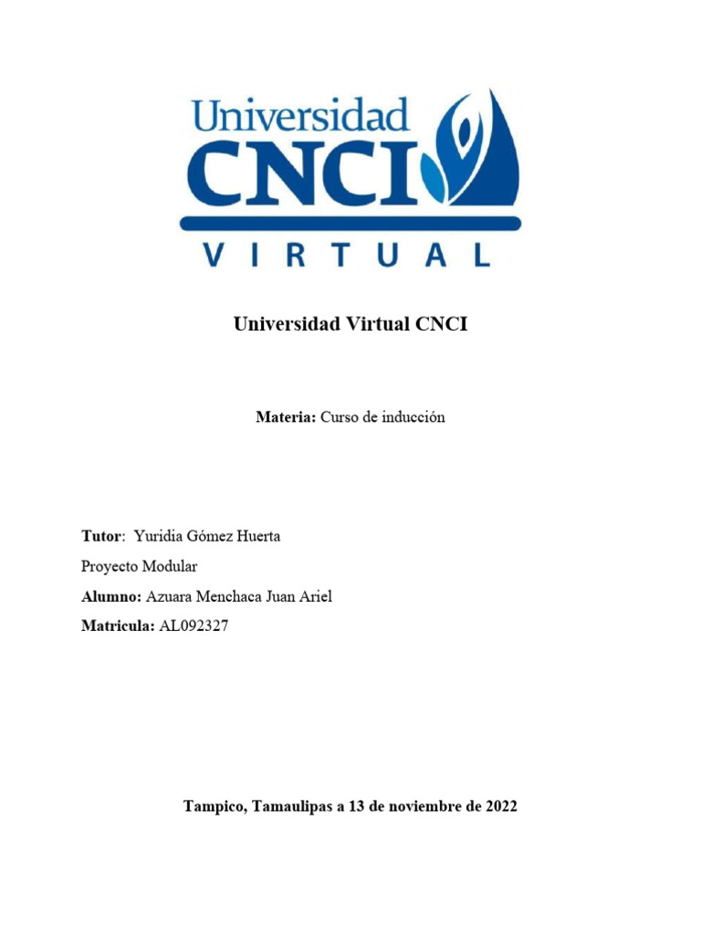Universidad Virtual CNCI Proyecto Modular | PDF | Ingeniería