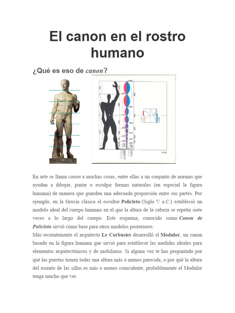 El Canon en El Rostro Humano | PDF