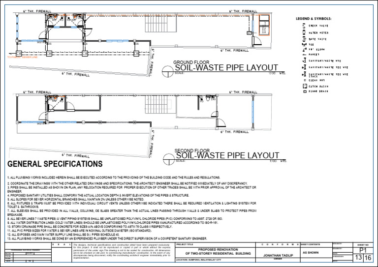 Soil-Waste Pipe Layout: General Specifications | PDF | Plumbing ...