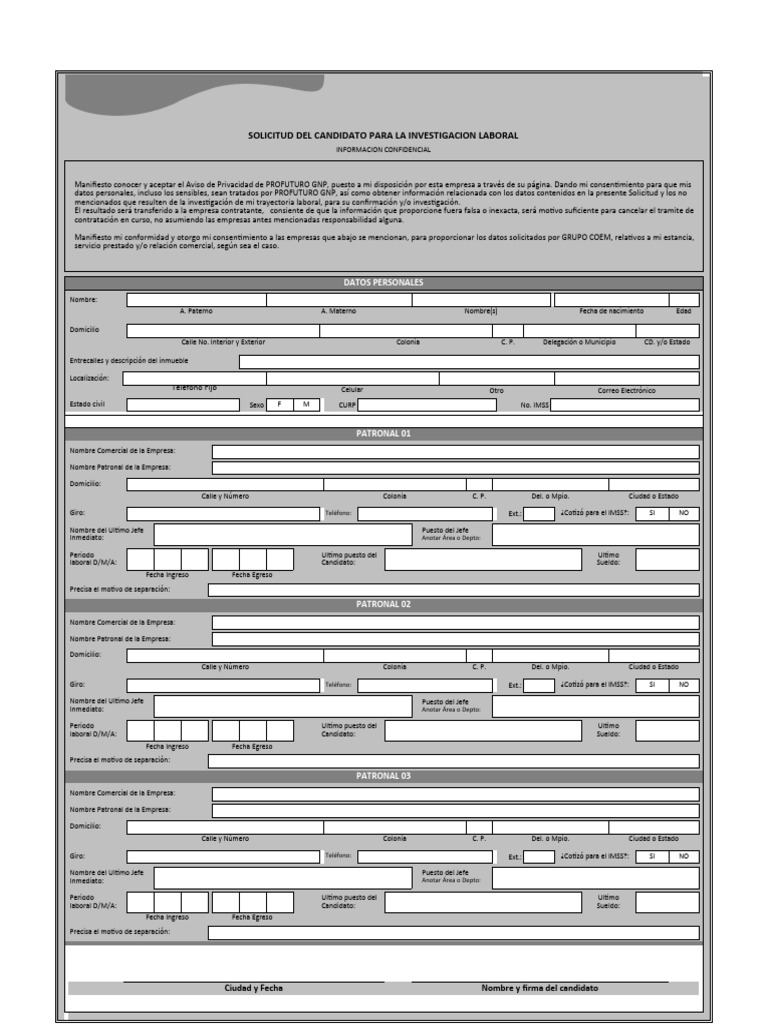 00 SOLICITUD INVESTIGACION LABORAL 2016 Gcia. Vtas. | PDF