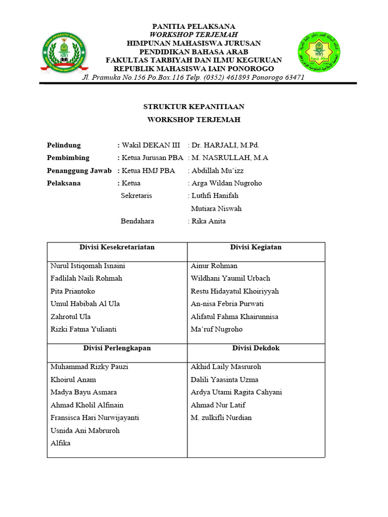 Struktur Kepanitiaan | PDF