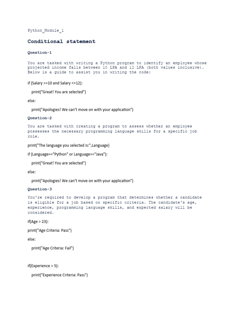 Python Module 1 | Download Free PDF | Python (Programming Language) | Control Flow