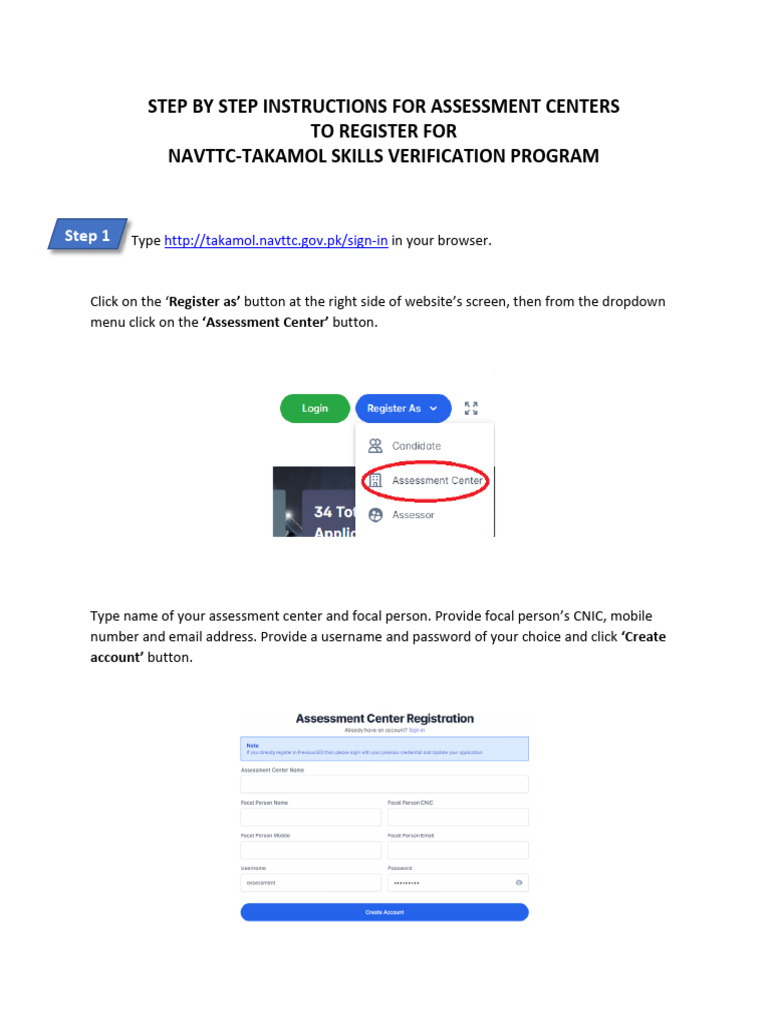 NAVTTC-Takamol Registration Guide | PDF | Computing