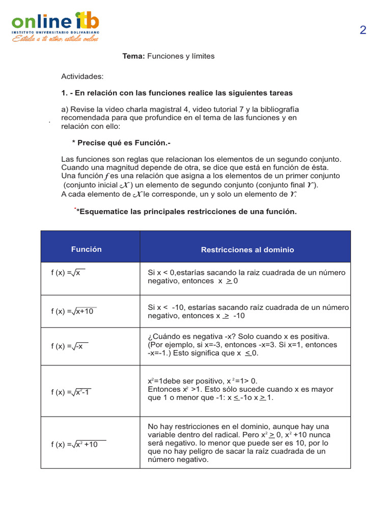 matematica 1 ejemplo | PDF | Función (Matemáticas) | Lógica