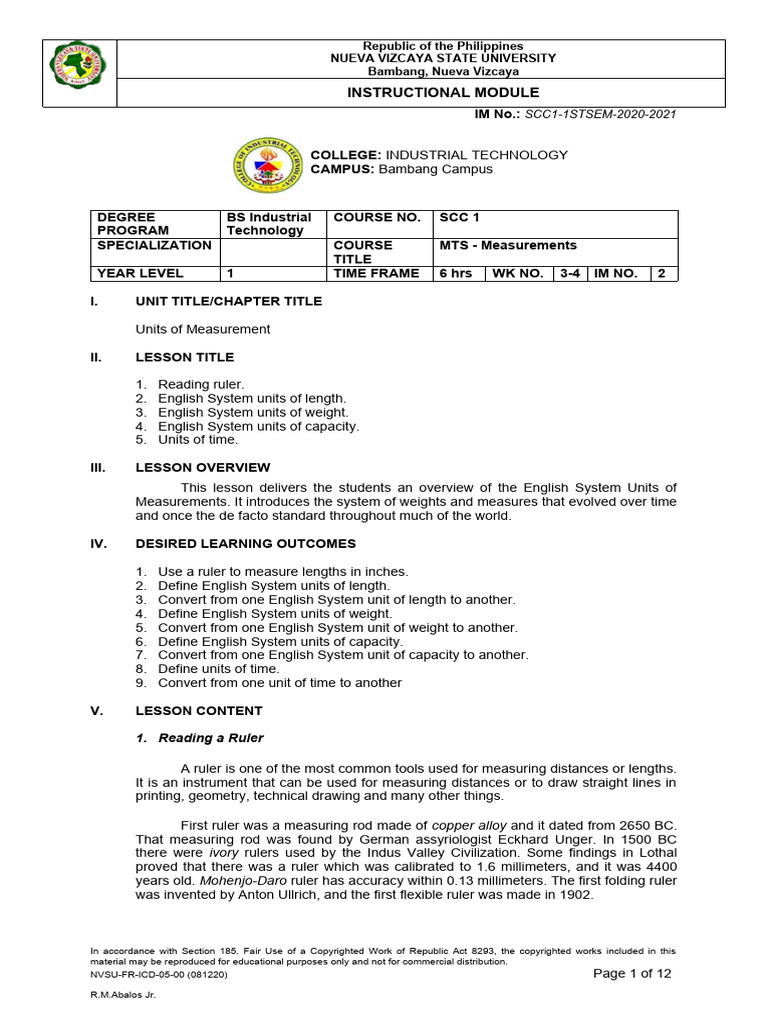 MTS-Module2-fs | PDF | Gallon | Units Of Measurement