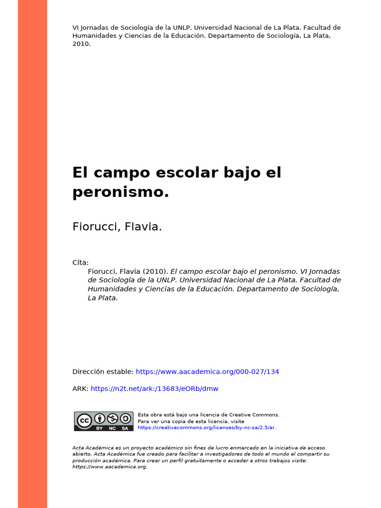 Fiorucci, Flavia (2010) - El Campo Escolar Bajo El Peronismo | PDF ...