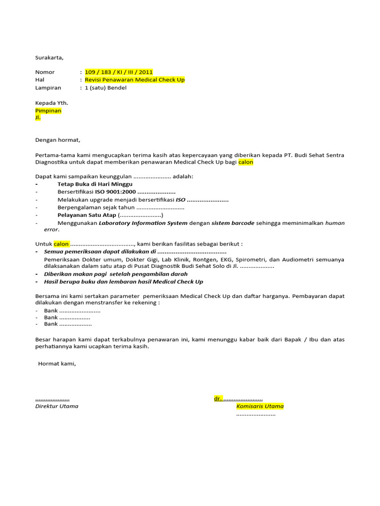 form penawaran MCU | PDF