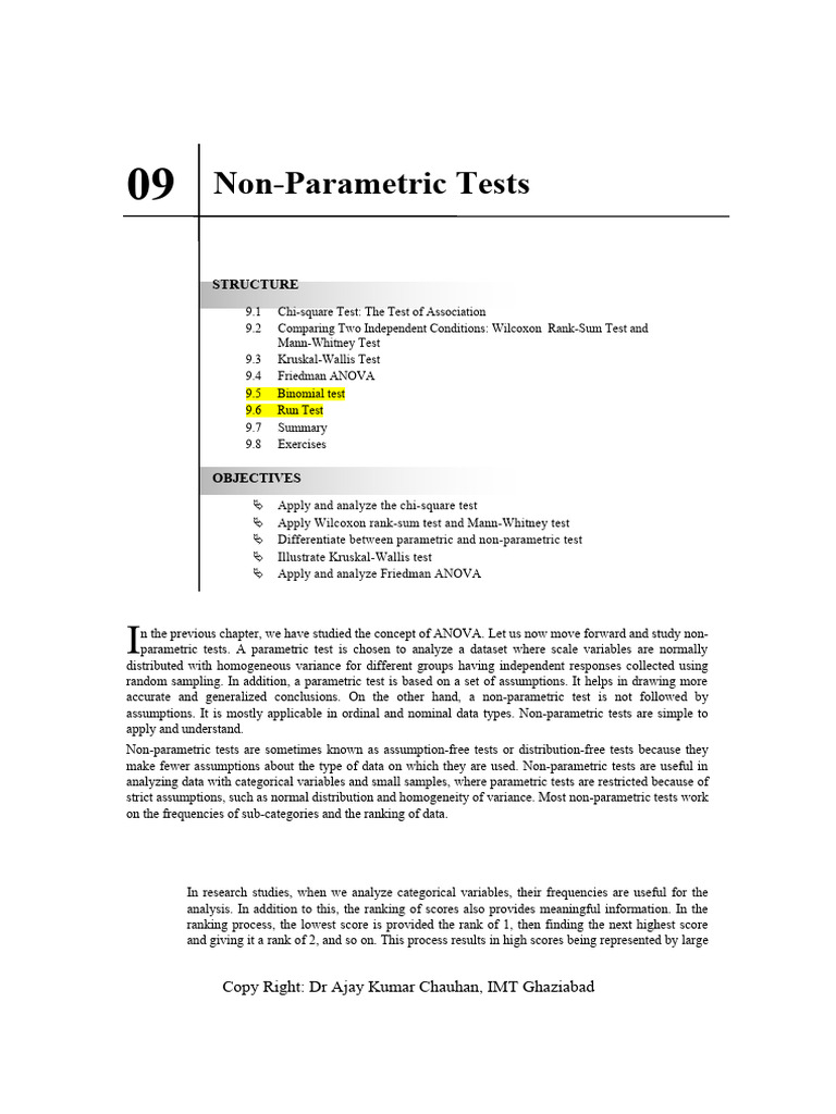 CH 13 Non Parametric Test | PDF | Chi Squared Test | P Value