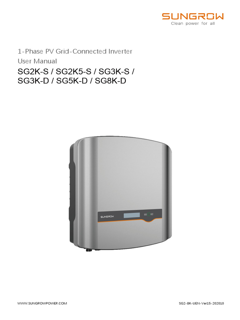 Sungrow Inverter - UM - 202010 - SG2-8K G2 Premium User Manual - V1.5 | PDF | Power Inverter ...