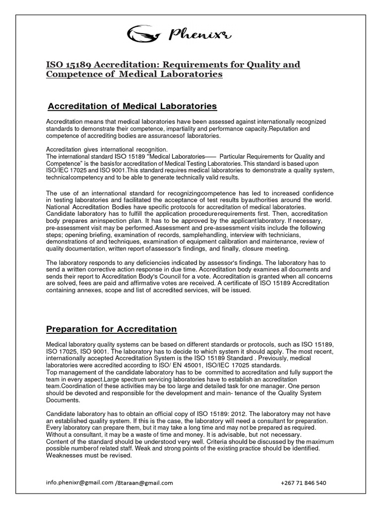 ISO 15189 Accreditation Requirements For Quality | PDF | Patient Safety | International ...