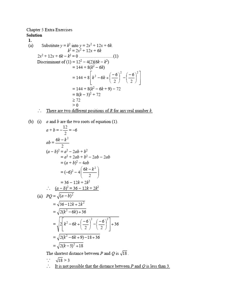 Book 4 Chapter 5 Extra Exercises - Solutions | PDF | Elementary ...