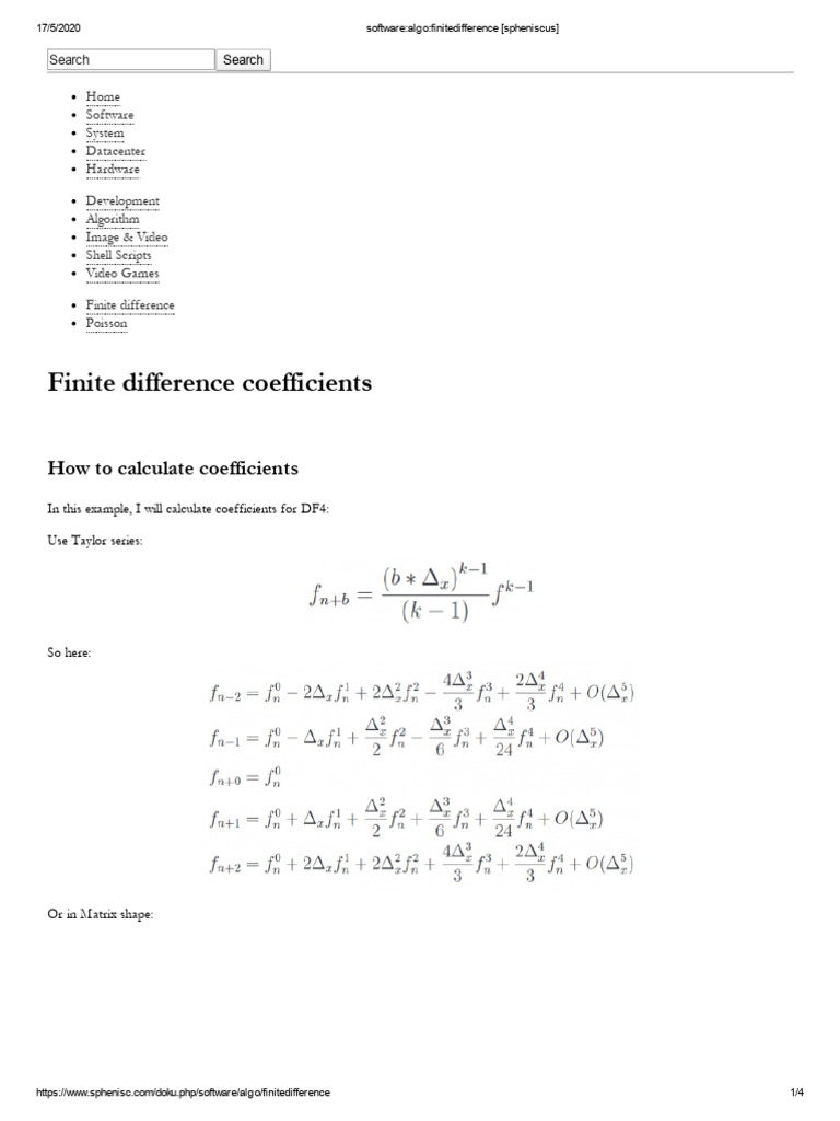 Finite Difference Coefficients-How To Calculate Coefficients | PDF | Finite Difference ...