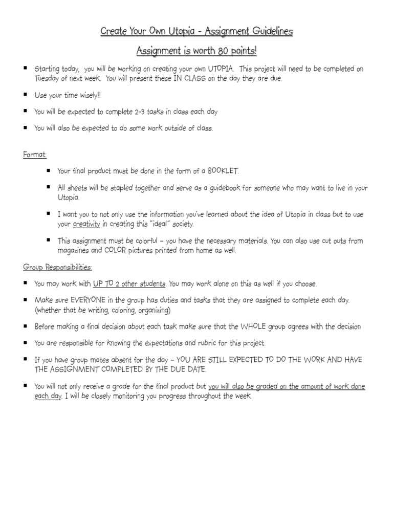 Create Your Own Utopia Project | PDF | Utopia