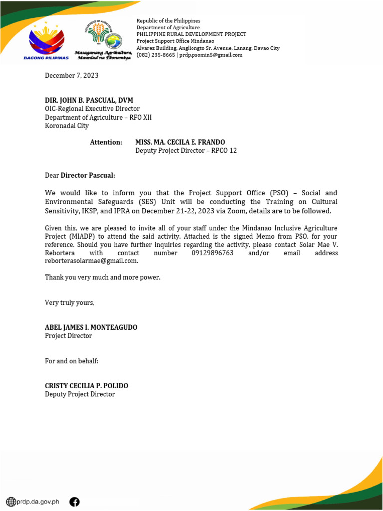 Region XII Invitation Letter | PDF