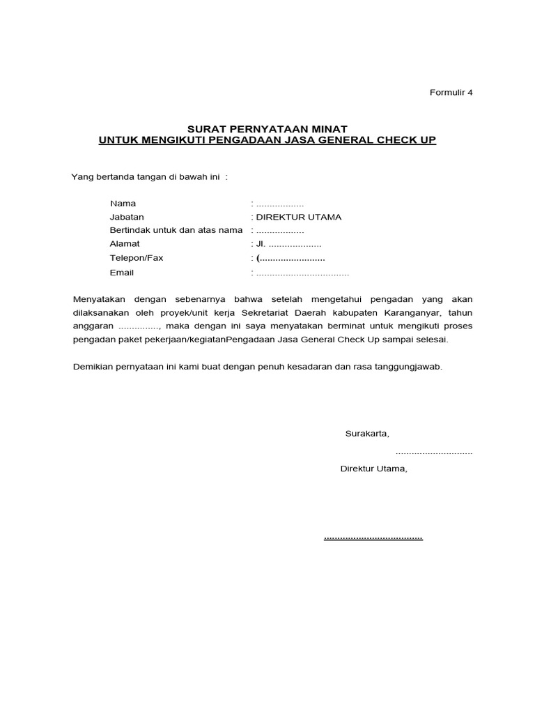 Surat Penawaran Pengadaan MCU | PDF | Bisnis