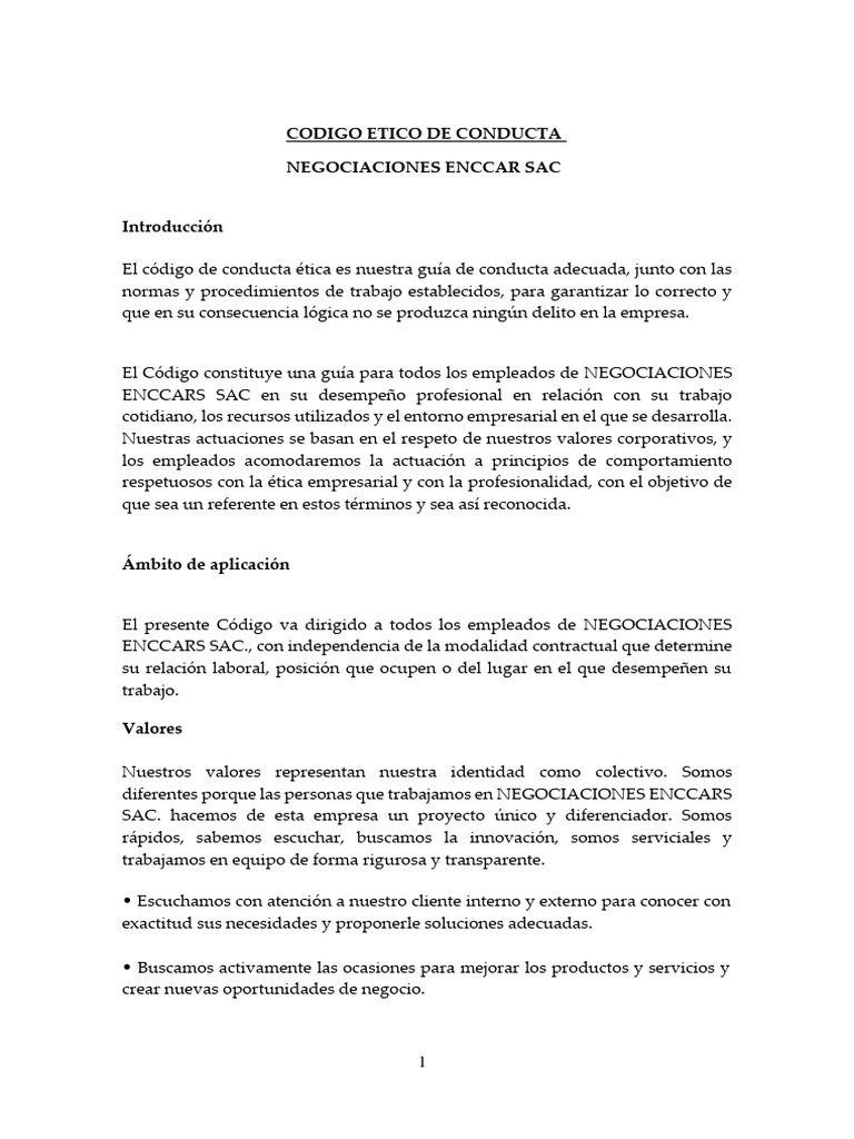 Codigo de Conducta | Descargar gratis PDF | Business | Comportamiento