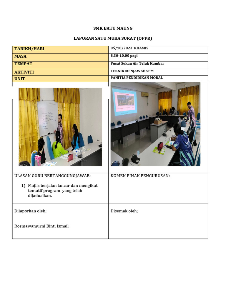 Laporan Satu Muka Surat Program | PDF