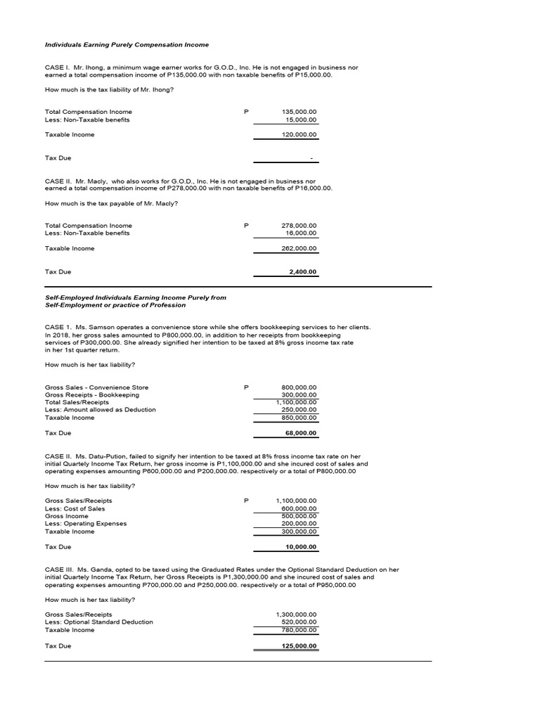 TAX 1 Sample | PDF | Tax Deduction | Income