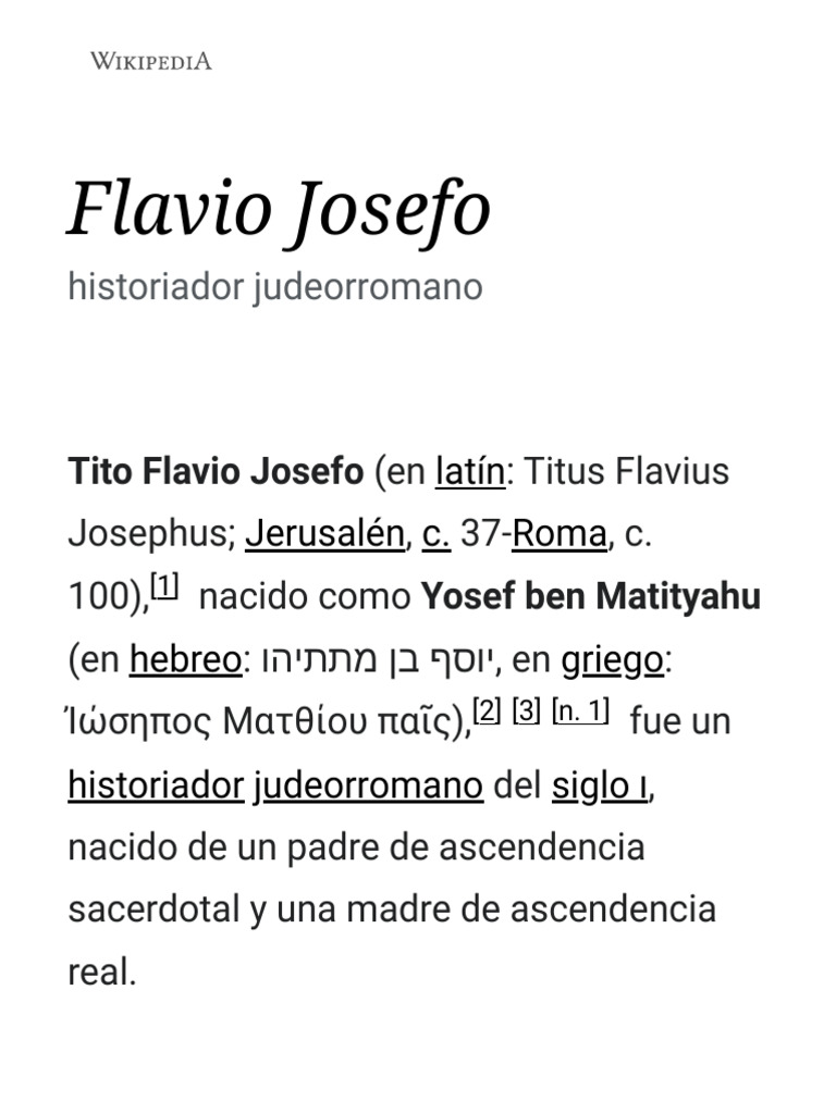 Flavio Josefo - Wikipedia, La Enciclopedia Libre PDF | PDF | Josefo