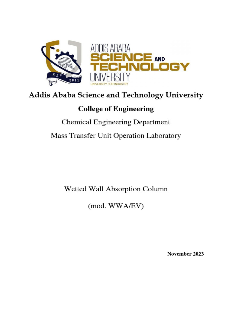 Wetted Wall Absorption Column Experiment | PDF | Liquids | Mass Transfer