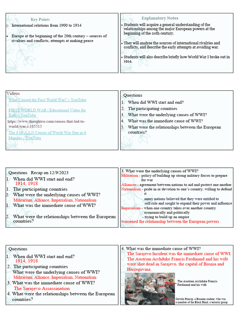 2023 causes of wwi part one 3 | PDF | Otto Von Bismarck | World War I