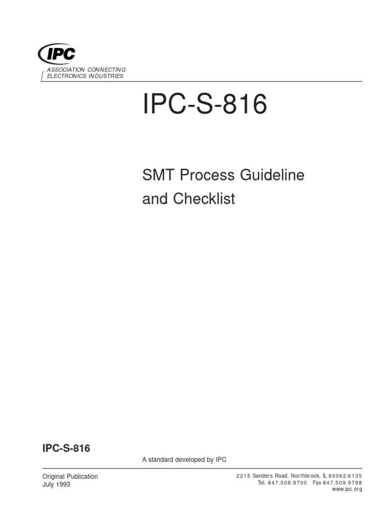 IPC-S-816 SMT Process Guideline Checklist | PDF | Electrostatic ...