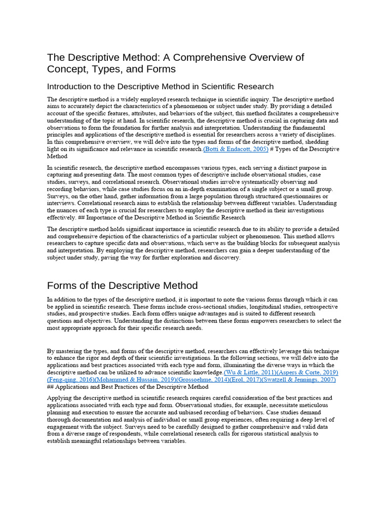 The Descriptive Method A Comprehensive Overview of Concept Types and ...