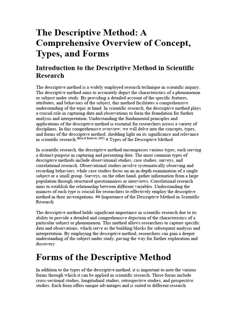 The Descriptive Method | PDF | Methodology | Survey Methodology