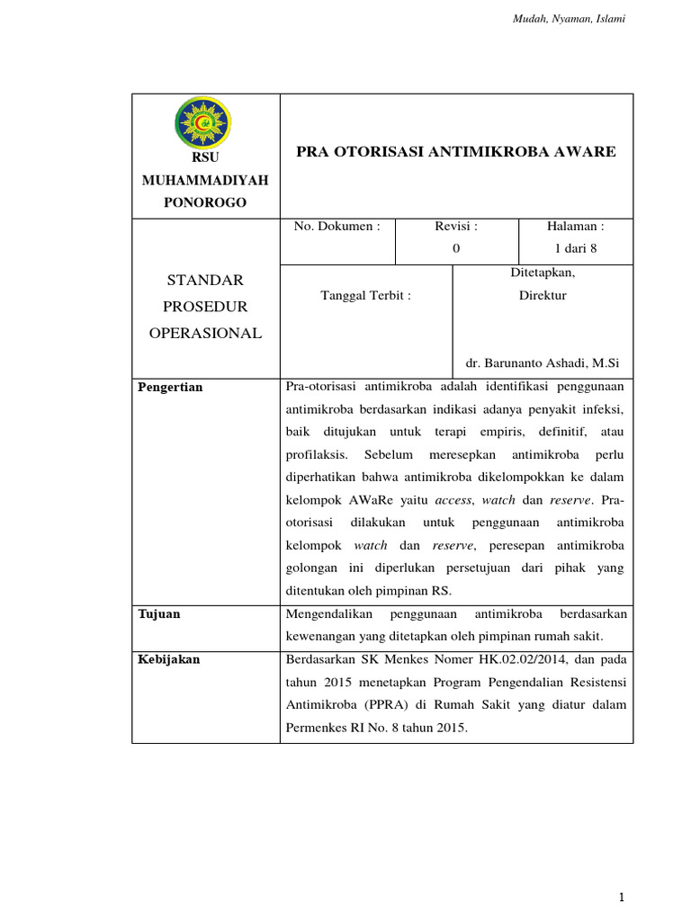 Prosedur Pra Otorisasi Antimikroba | PDF | Sains & Matematika
