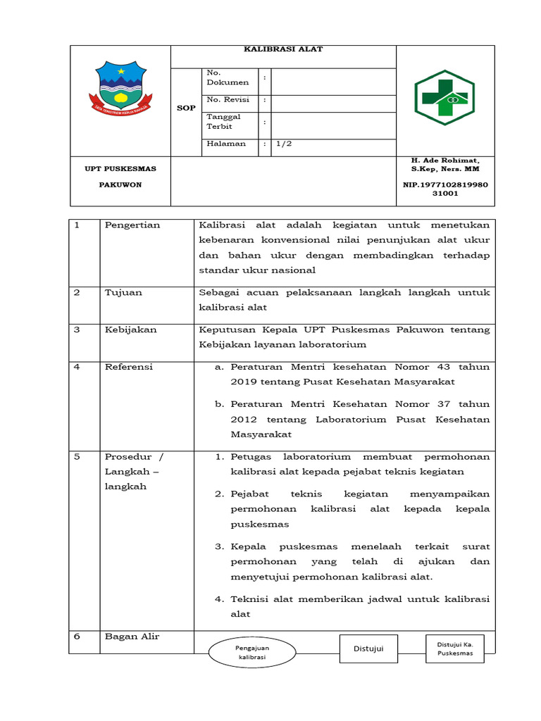 Sop Kalibrasi Alat | PDF