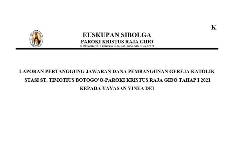 LPJ Yayasan Vinea Dei Gereja Botogo'o | PDF
