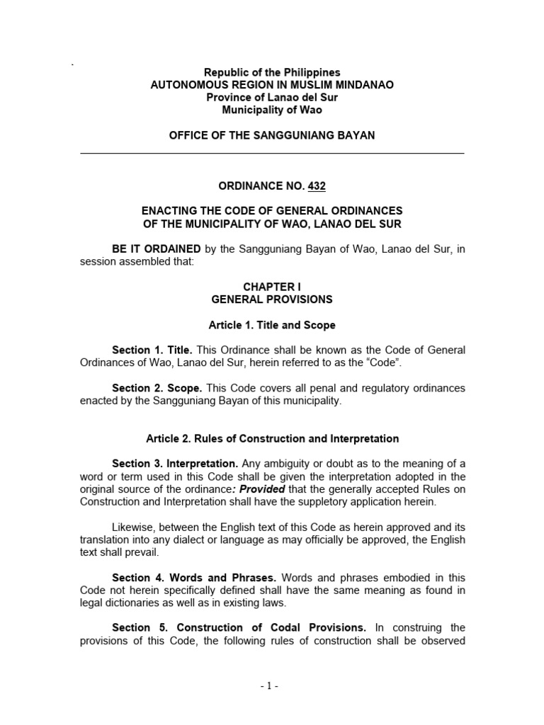 Code of General Ordinances Sample | PDF | Traffic Ticket | Procuring ...