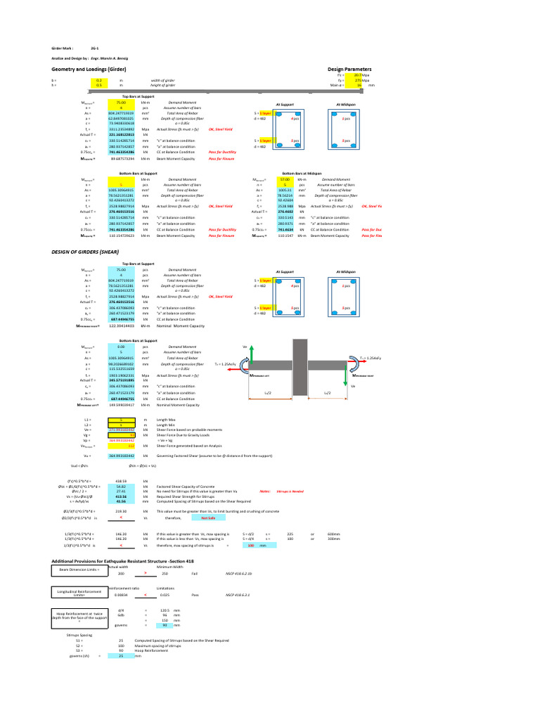 Girder Design | PDF | Bending | Civil Engineering