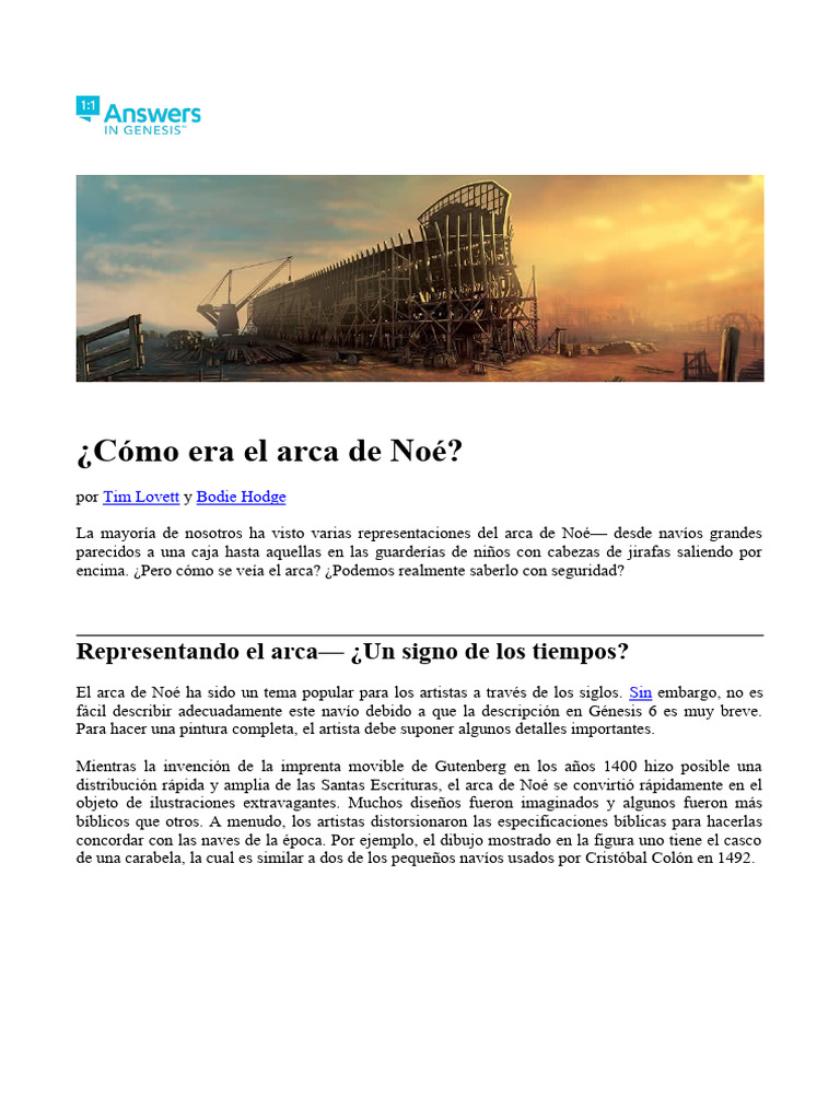 ¿CÓMO ERA EL ARCA DE NOÉ - Answers in Genesis - Tim Lovett y Bodie ...