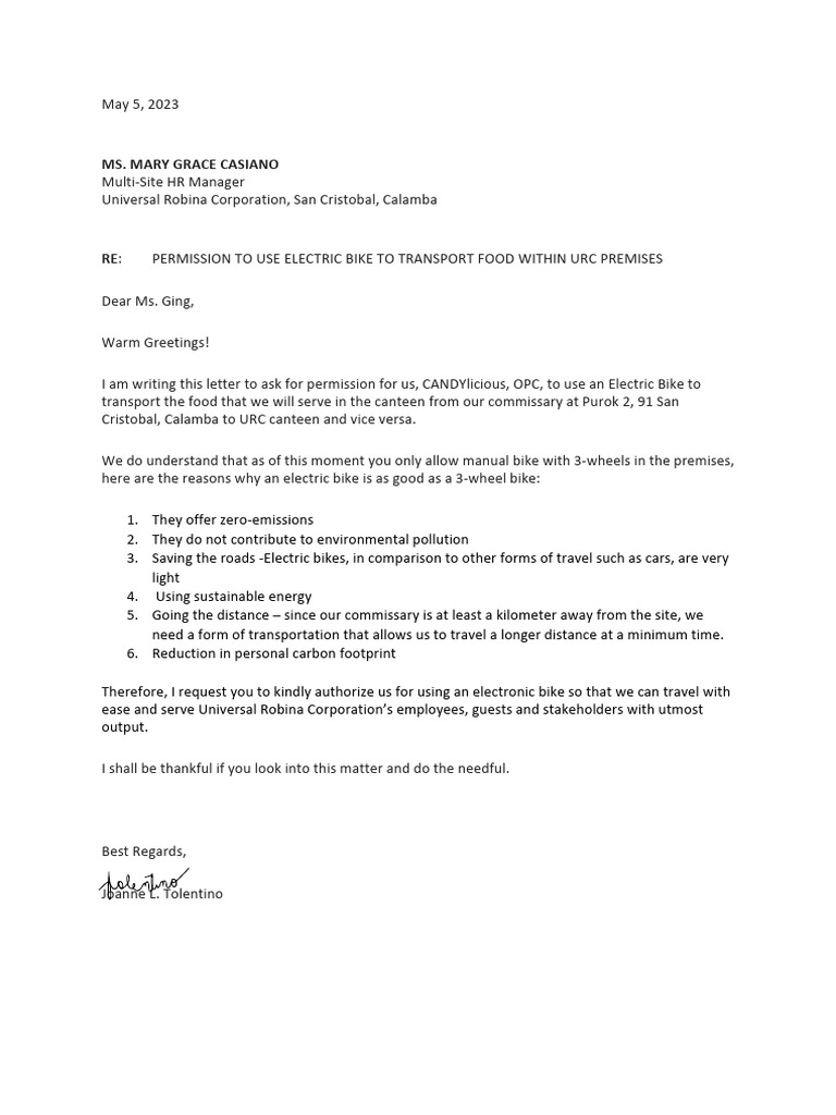 USE OF E-BIKe Authorization | PDF