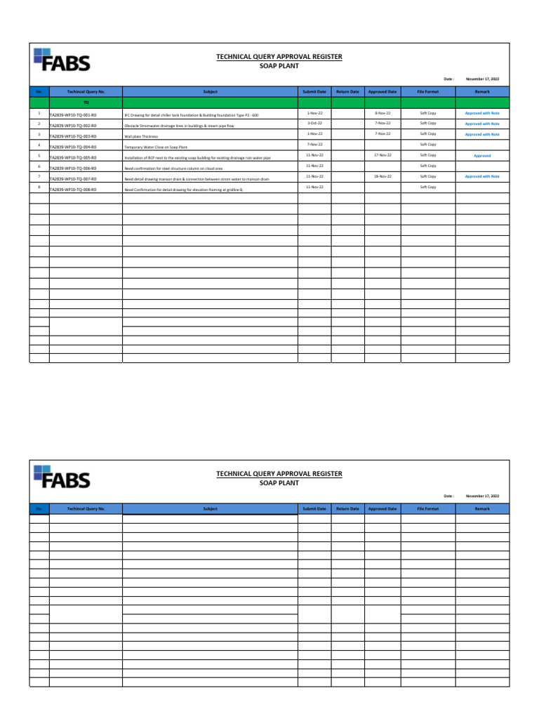 Technical Query Approval Register SP | PDF | Building | Hydrology